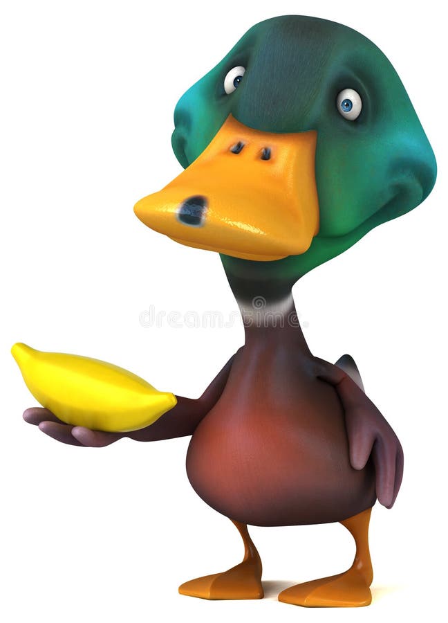 Fun duck stock illustration. Illustration of banana, green - 70136478