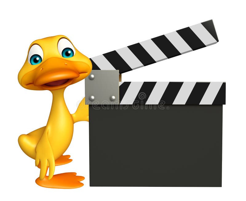 Fun Duck Cartoon Character with Clapper Board Stock Illustration ...