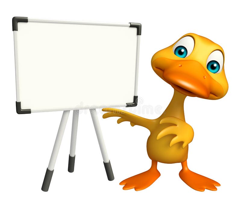 Fun Duck Cartoon Character with Laptop Stock Illustration ...