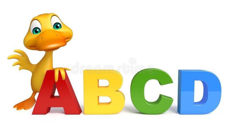 Fun Duck Cartoon Character with Laptop Stock Illustration ...
