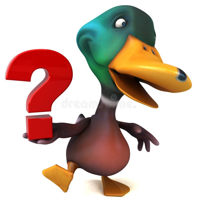 Fun duck - 3D Illustration stock illustration. Illustration of question ...