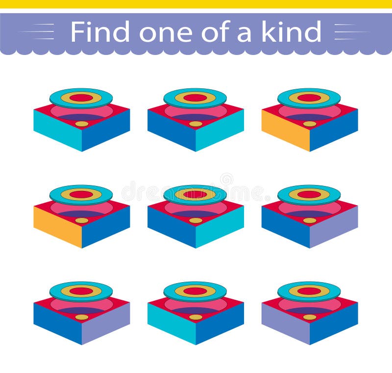 Fun Education Game for Kids. Need To Find One of a Kind Box Stock ...