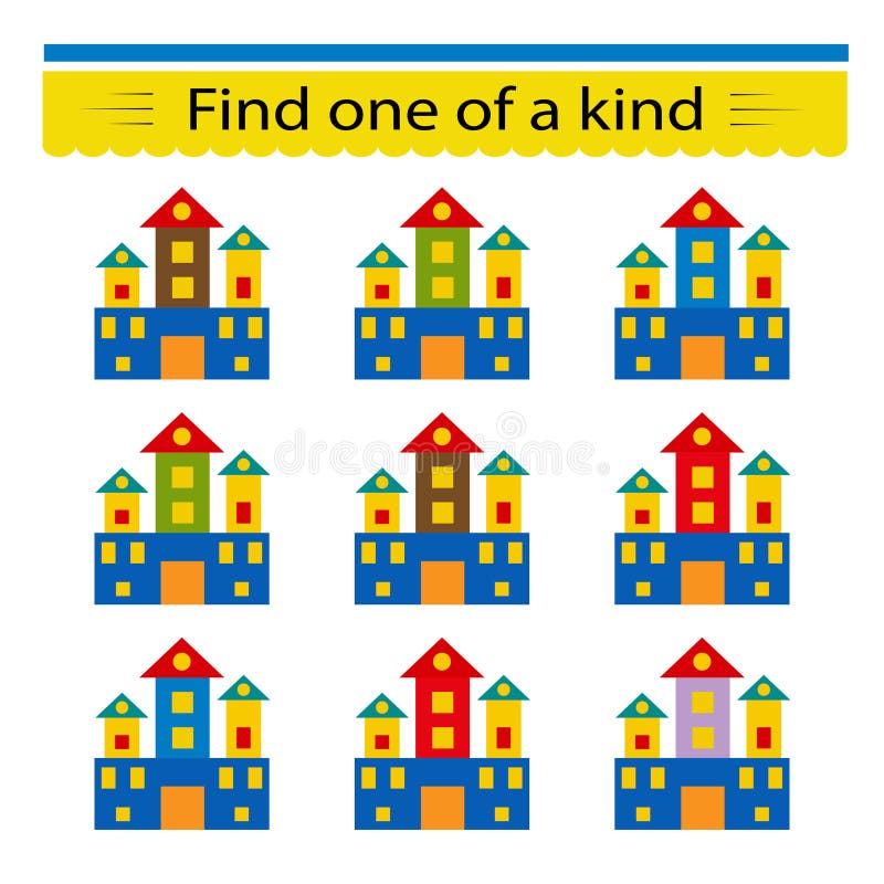 Fun Education Game for Kids. Need To Find One of a Kind Castle Stock ...