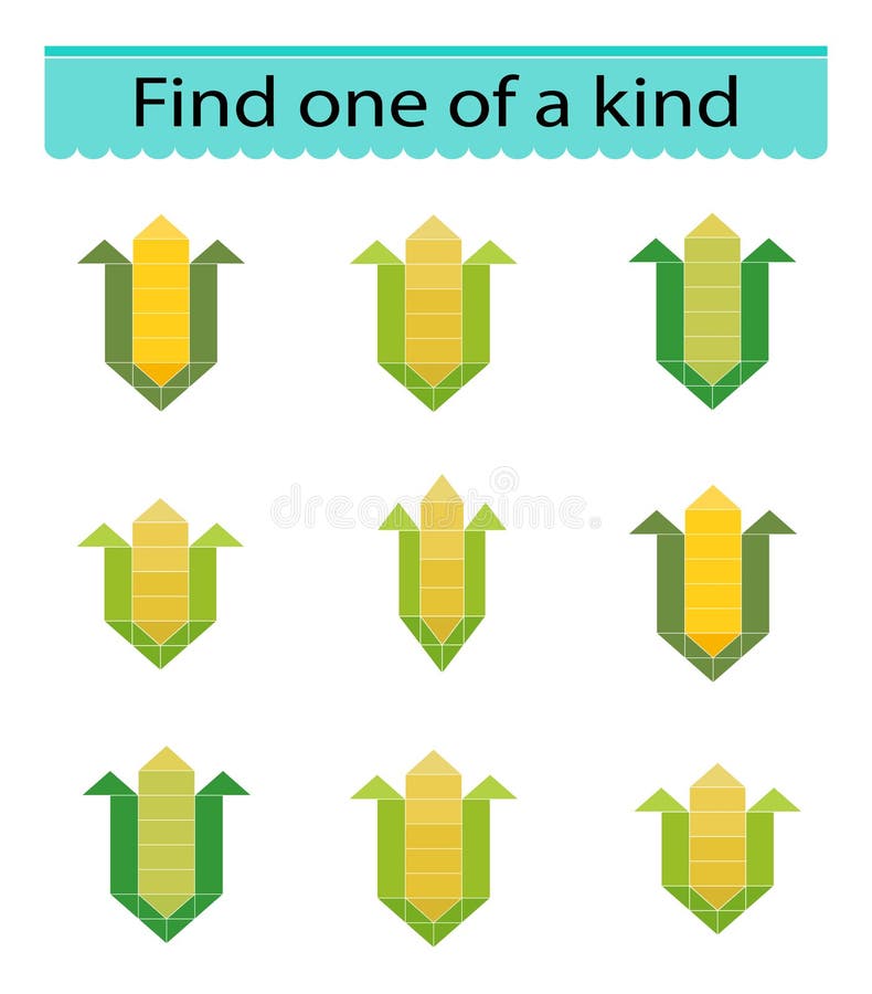 Fun Education Game for Kids. Need To Find One of a Kind Corn Stock ...