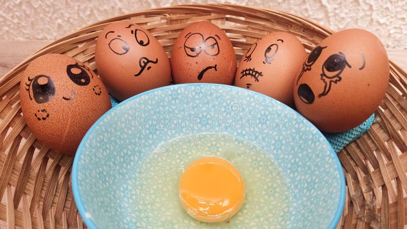 Fun Eggs with Reacting Faces Stock Photo - Image of foreground, ceramic ...