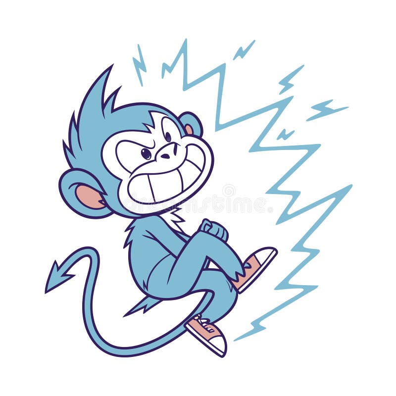Create Fun Electric Monkey Vector Illustration Stock Illustration - Illustration of cute, funny ...