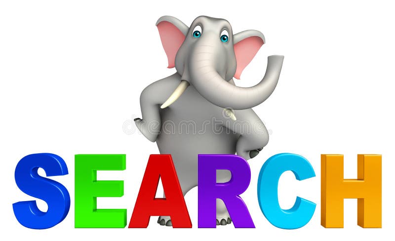 Fun Elephant Cartoon Character with Search Stock Illustration ...