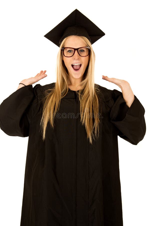 Fun Expression of Female Model in Graduate Attire Stock Image - Image ...