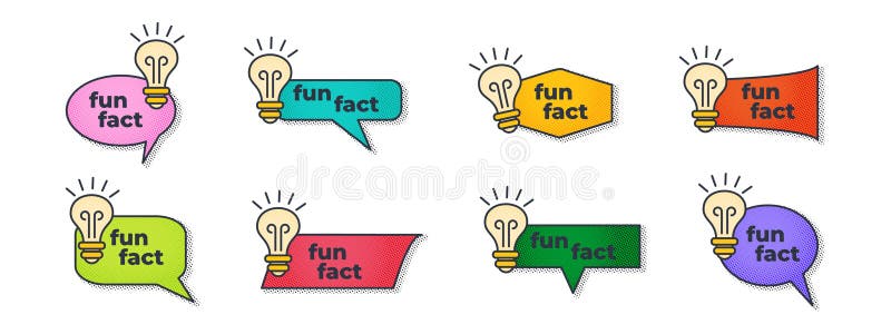 Fun Fact Message Templates Set. Colored Labels or Tags with Light Bulbs ...