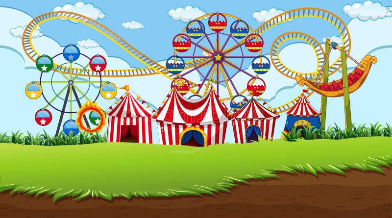 Fun fair background scene stock vector. Illustration of bush - 152511817