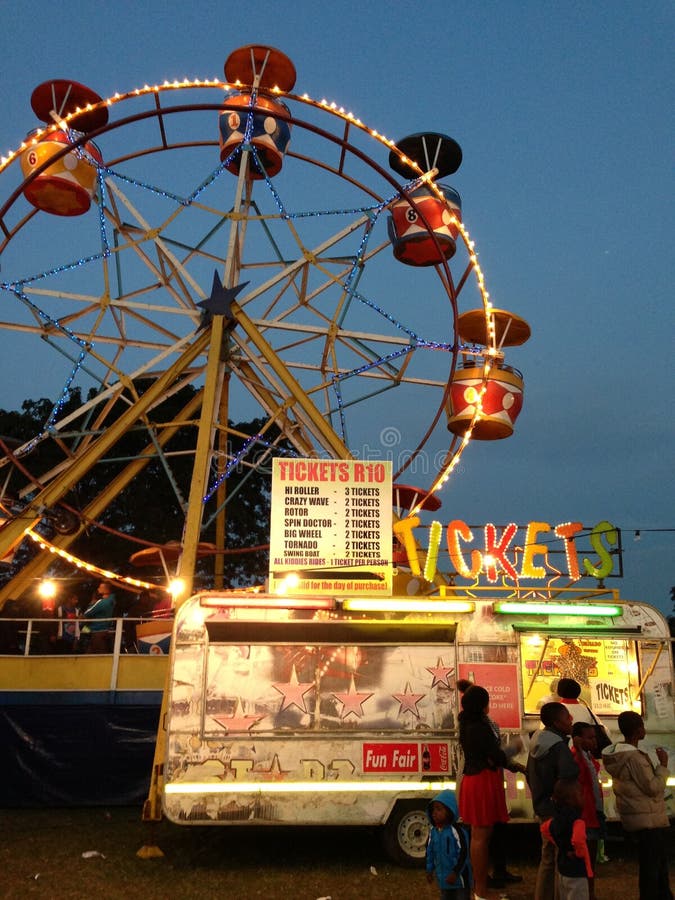 Fun Fair Carousel at Night with Lights and Ticket Booth Editorial Image ...
