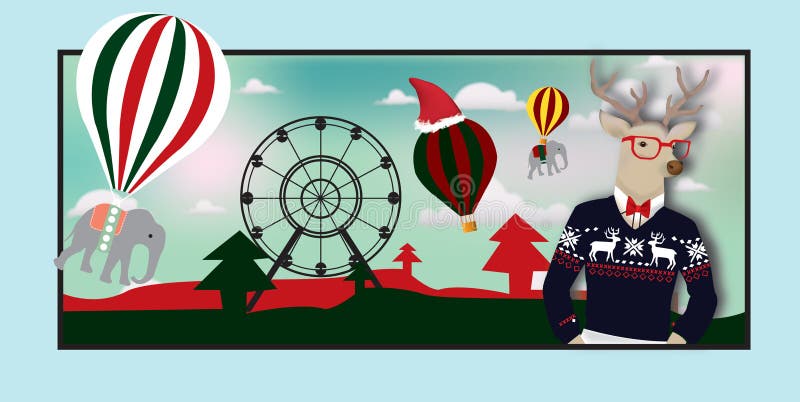 Fun Fair Setting with Animals Stock Illustration - Illustration of ...