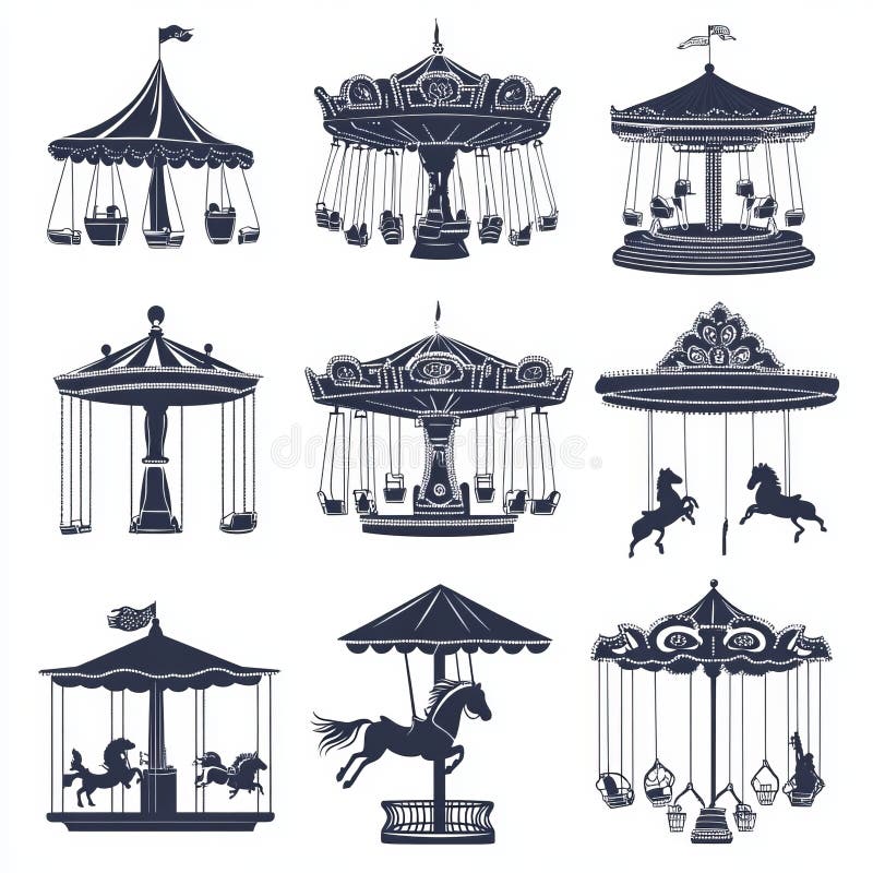 Fun Fair Silhouette Isolated Illustration White Background Stock Photos ...