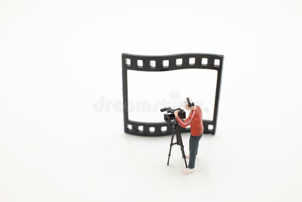 A Fun of Figure Cameraman. Video Camera Operator with Frame Stock Photo ...