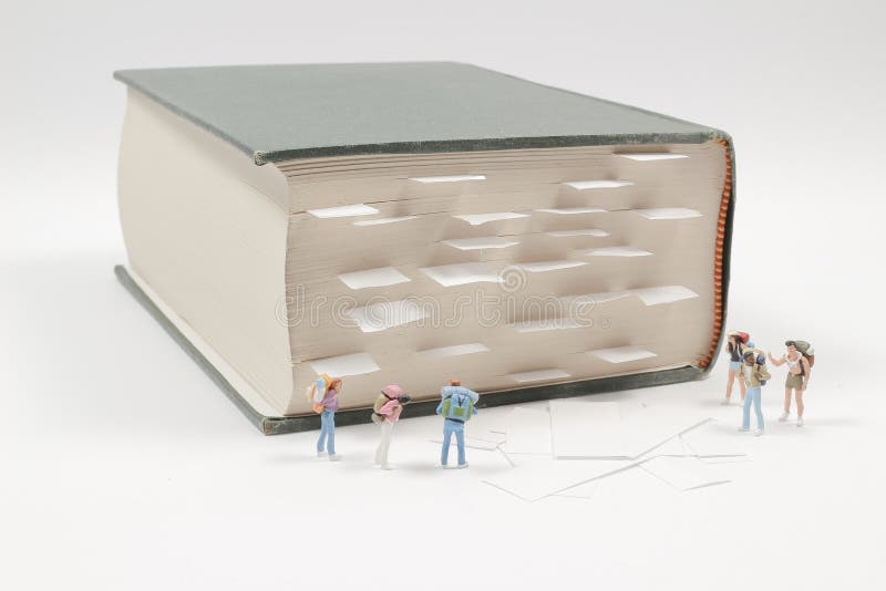 The Fun of Figure are Climbing on a Mountain of Textbooks Stock Image ...