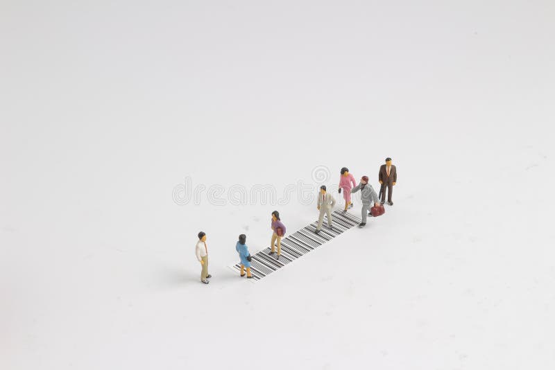 Fun of Figure Cross the Bar Code Stock Photo - Image of metropolitan ...