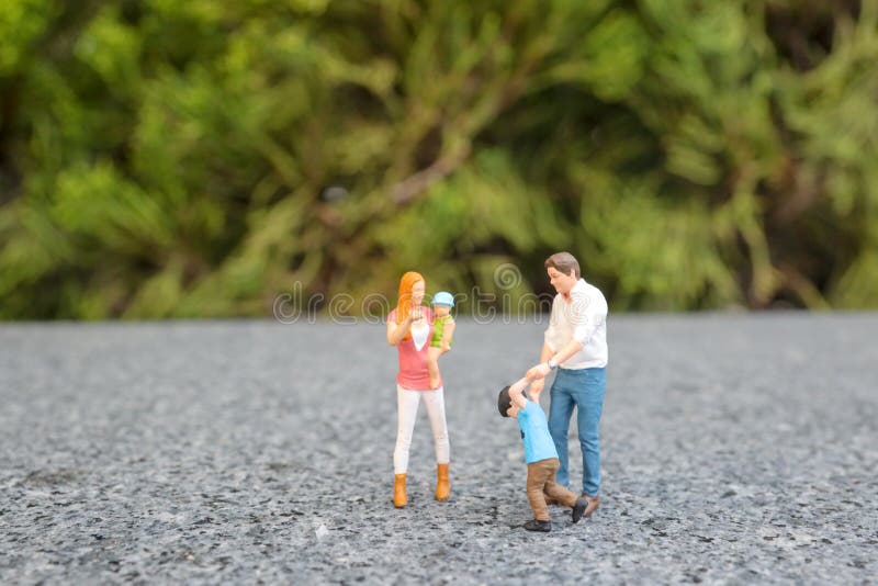 A Fun of Figure Family at the Park Stock Image - Image of mother ...