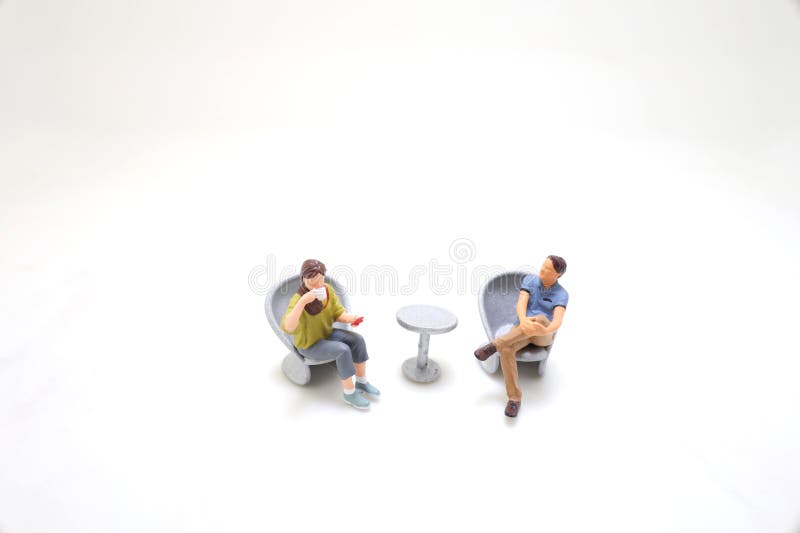 A Fun of Figure Friends Meeting, the Seat and Table Stock Photo - Image ...