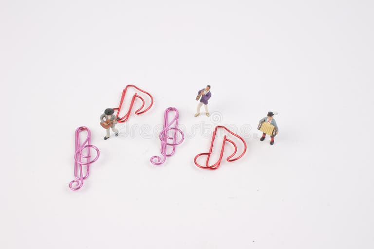 Fun of Figure Playing the Music Stock Image - Image of small, little ...