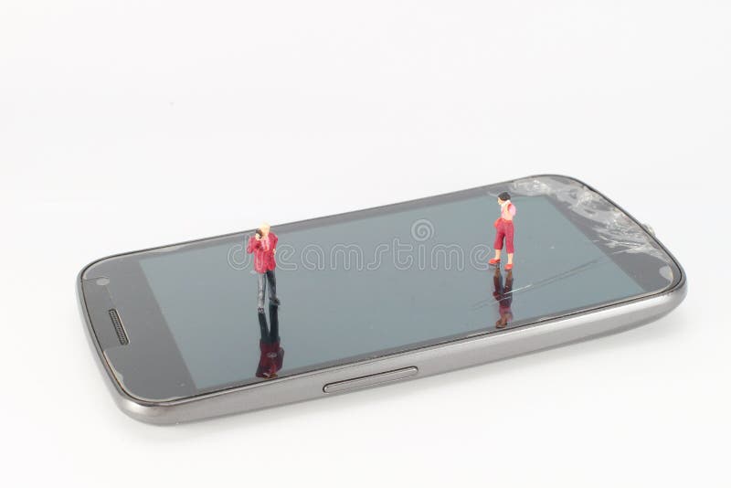 A Fun of Figure Talking a Mobile Phone Stock Image - Image of business ...