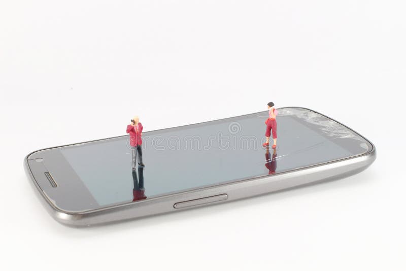 A Fun of Figure Talking a Mobile Phone Stock Image - Image of ...