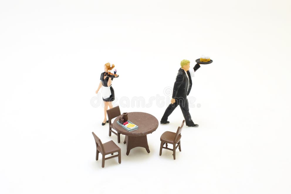 A Fun of Figure Waiter in a Restaurant Stock Image - Image of women ...