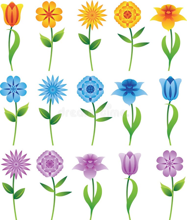 Fun flowers stock vector. Illustration of summer, ornate - 14800943