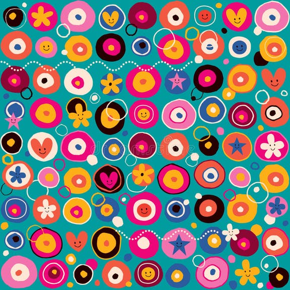 Fun flowers pattern stock vector. Illustration of colorful - 27379529
