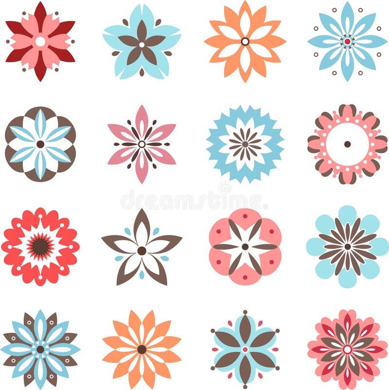 Fun flowers set stock vector. Illustration of embellishment - 73811099
