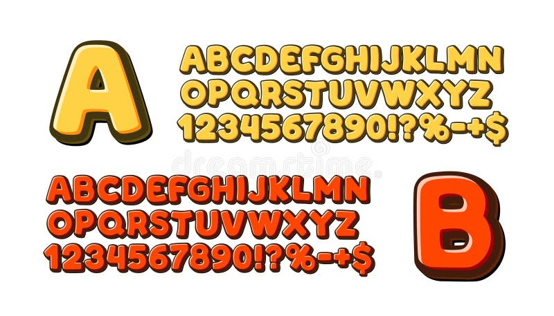 Fun Font Set Collection, Letters and Numbers Symbol. Vector ...