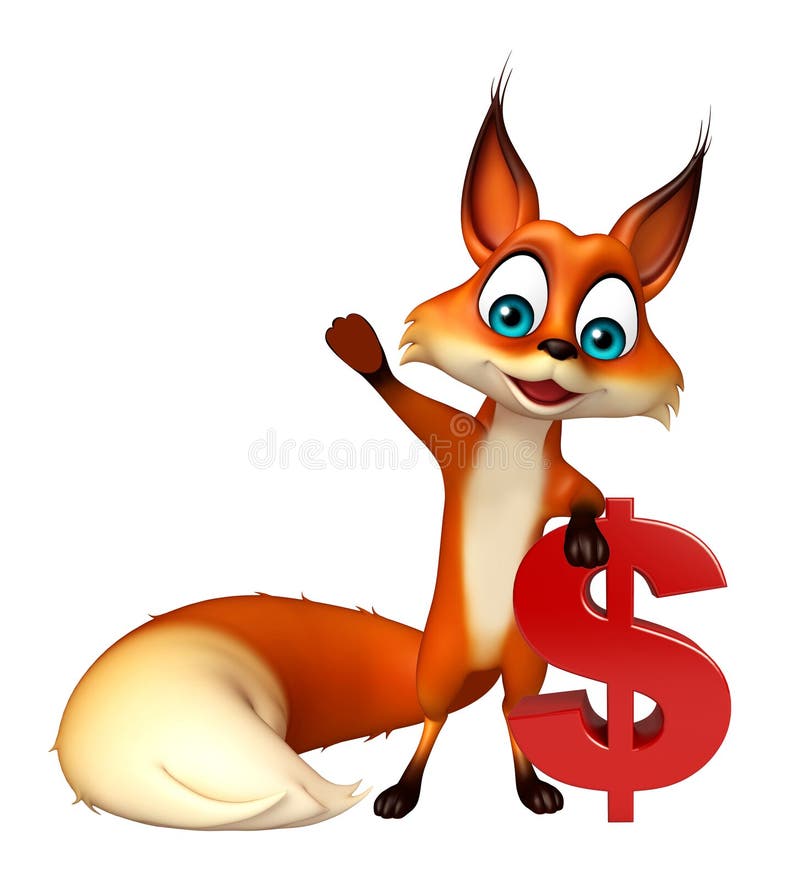 Fun Fox Cartoon Character with Doller Sign Stock Illustration ...