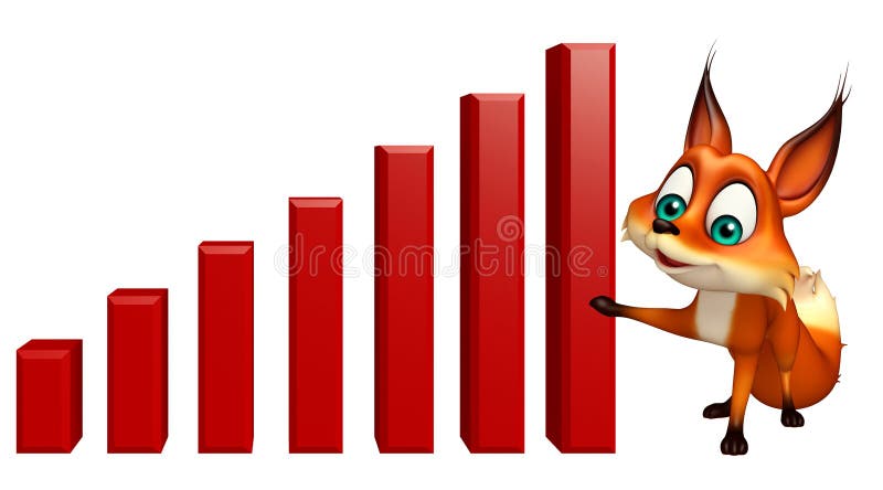 Fun Fox Cartoon Character with Graph Stock Illustration - Illustration ...