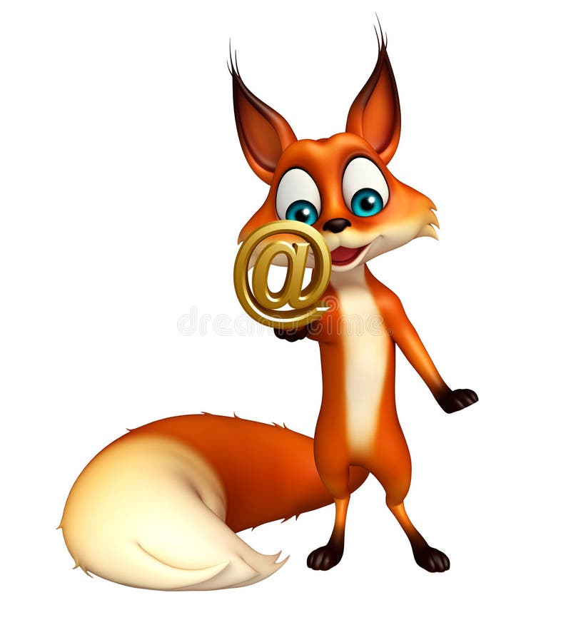 Fun Fox Cartoon Character with at the Rate Sign Stock Illustration ...