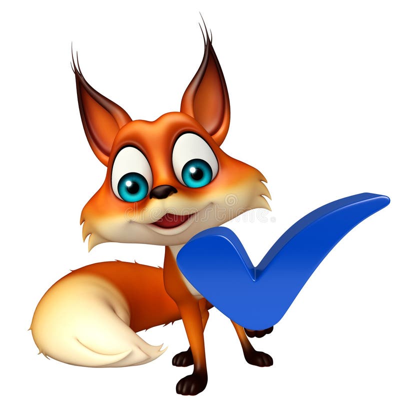 Fun Fox Cartoon Character with Right Sign Stock Illustration ...