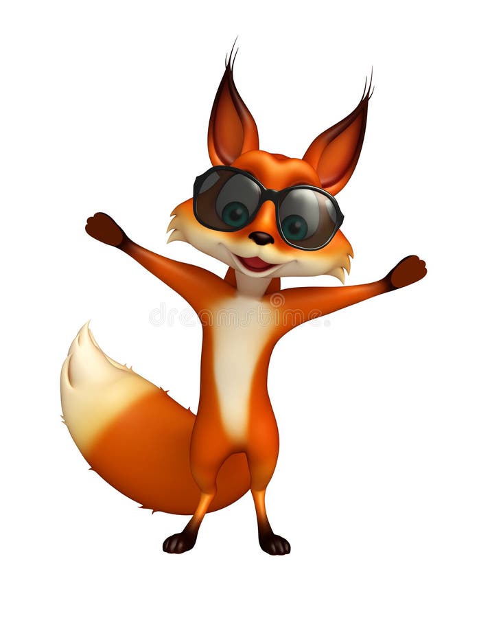 Fun Fox Cartoon Character with Sunglass Stock Illustration ...
