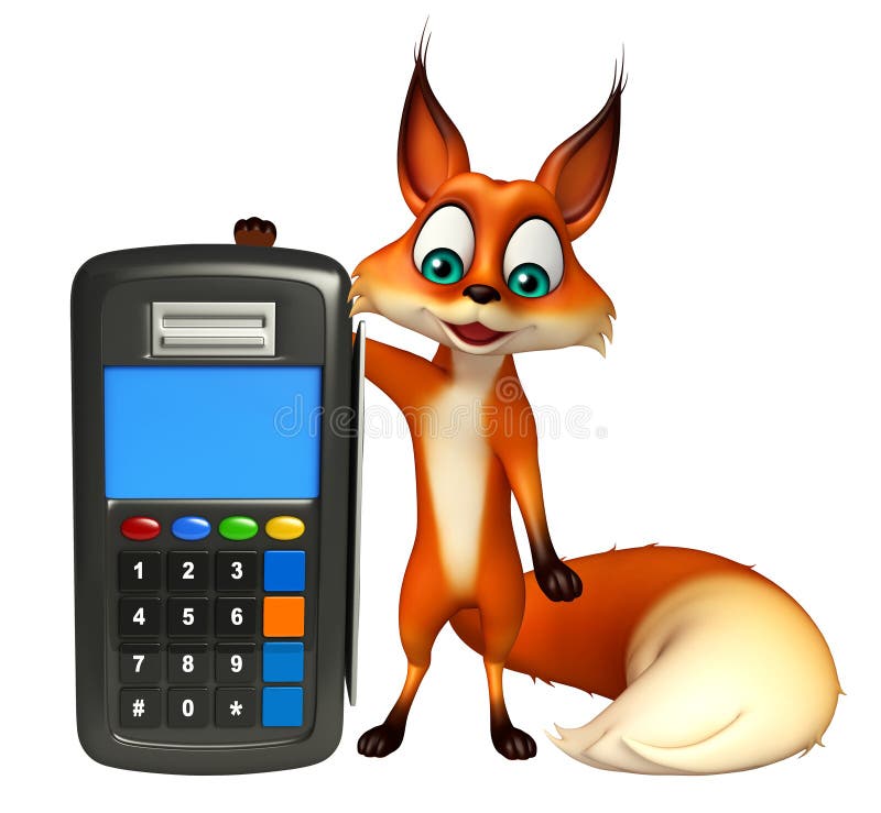 Fun Fox Cartoon Character with Swap Machine Stock Illustration ...