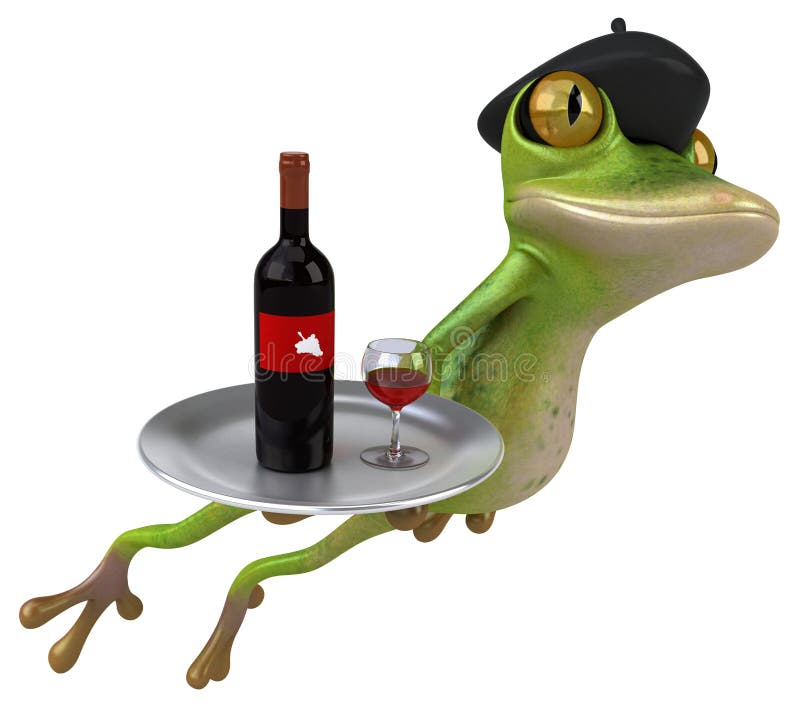 Fun French Frog - 3D Illustration Stock Illustration - Illustration of ...
