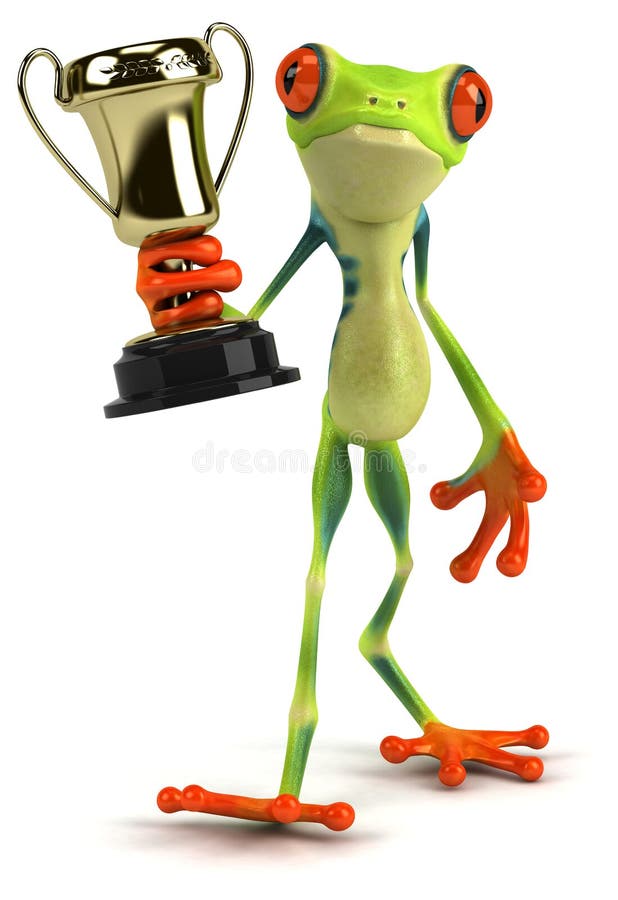 Frog with a trophy stock illustration. Illustration of slimy - 13491312