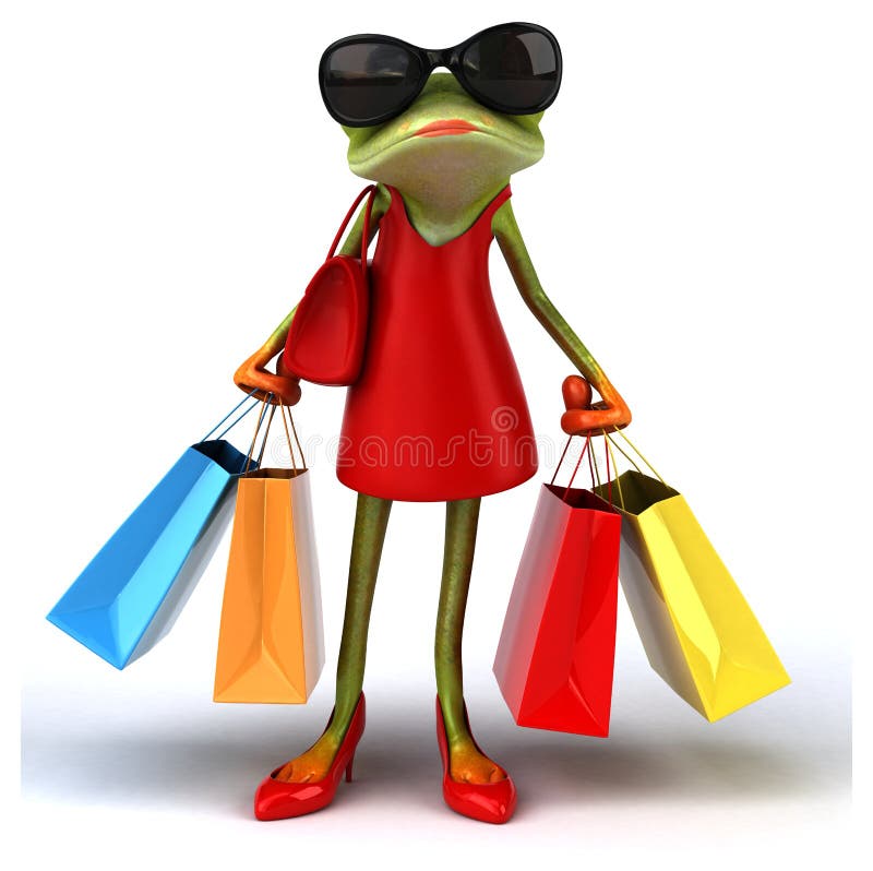 Frog shopping stock illustration. Illustration of slimy - 8941259