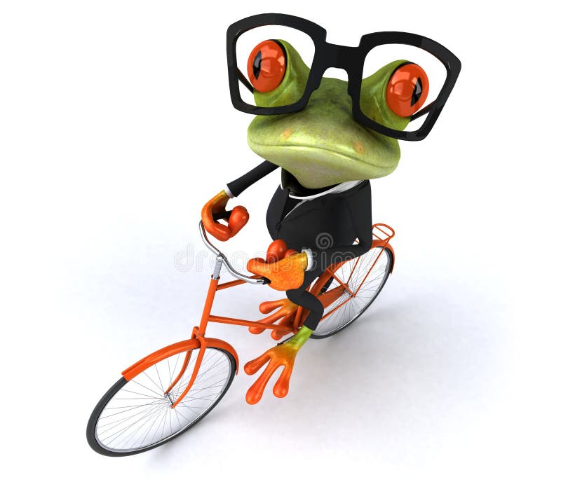 Frog with a bicycle stock illustration. Illustration of toad - 15781636