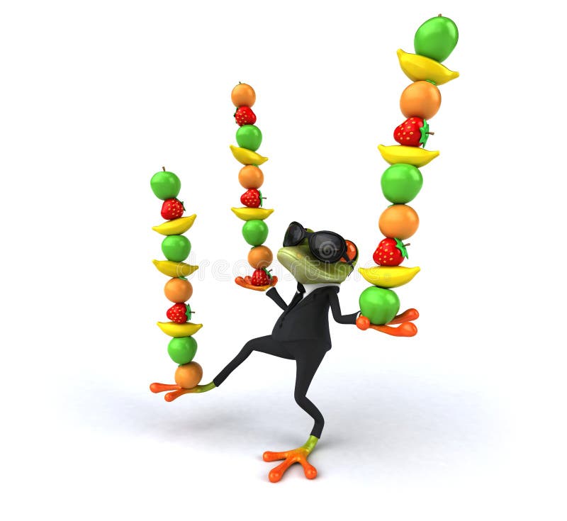 Vegan Frog with Fruits. stock vector. Illustration of logo - 187133212