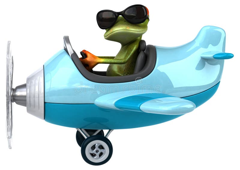 Fun frog stock illustration. Illustration of plane, transport - 57319287
