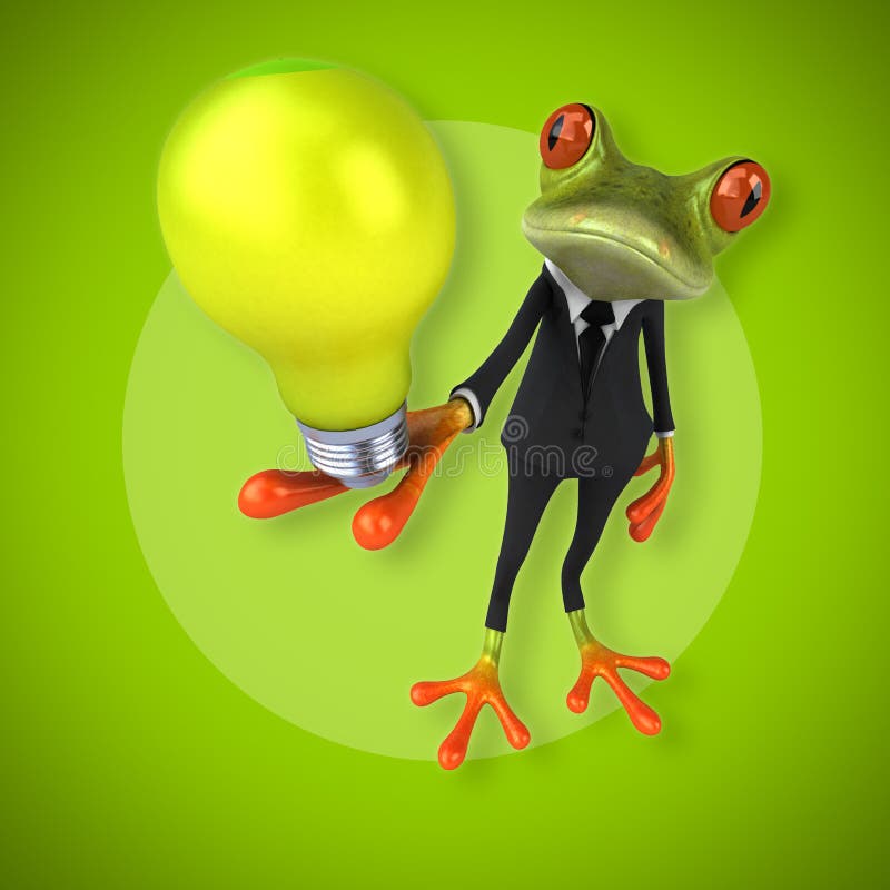 Frog with a light bulb stock illustration. Illustration of aqua - 14116761