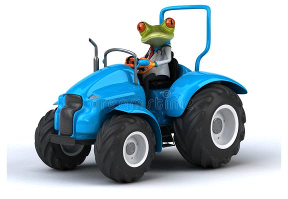 Fun frog - 3D Illustration stock illustration. Illustration of tractor ...