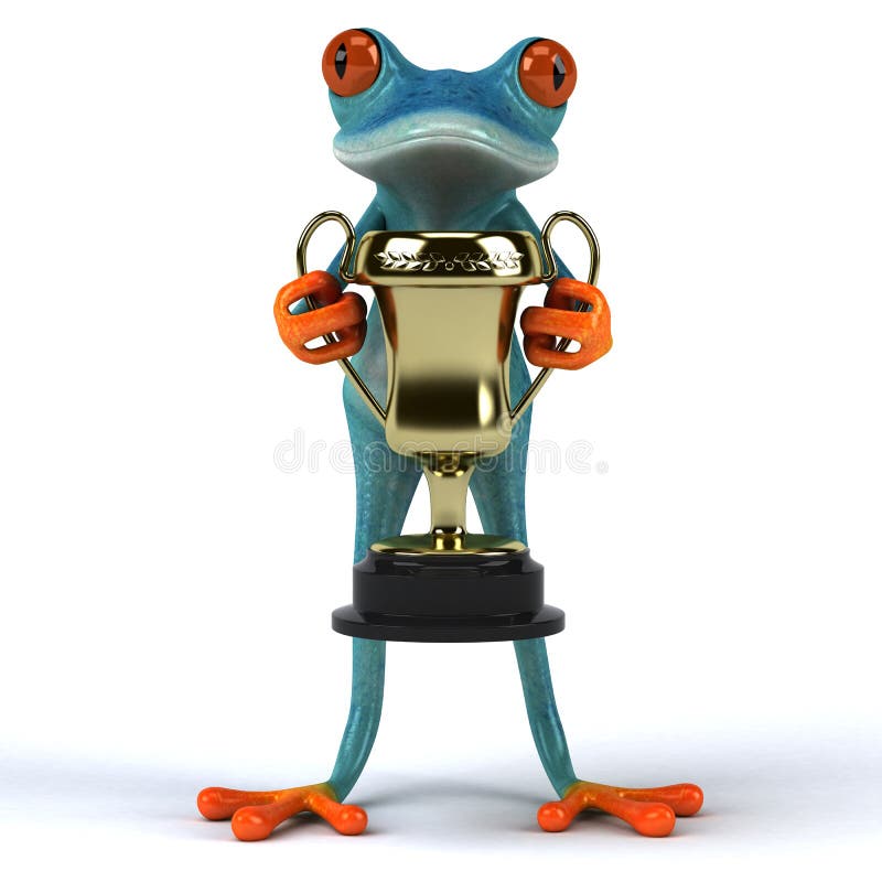 Frog with a trophy stock illustration. Illustration of slimy - 13491312