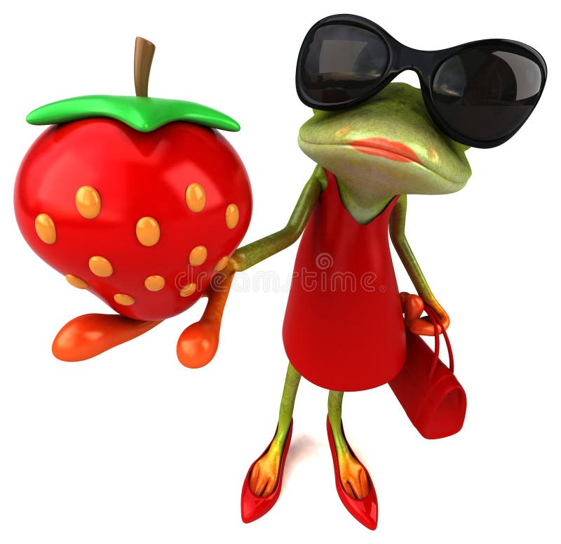 Fun frog - 3D Illustration stock illustration. Illustration of green ...