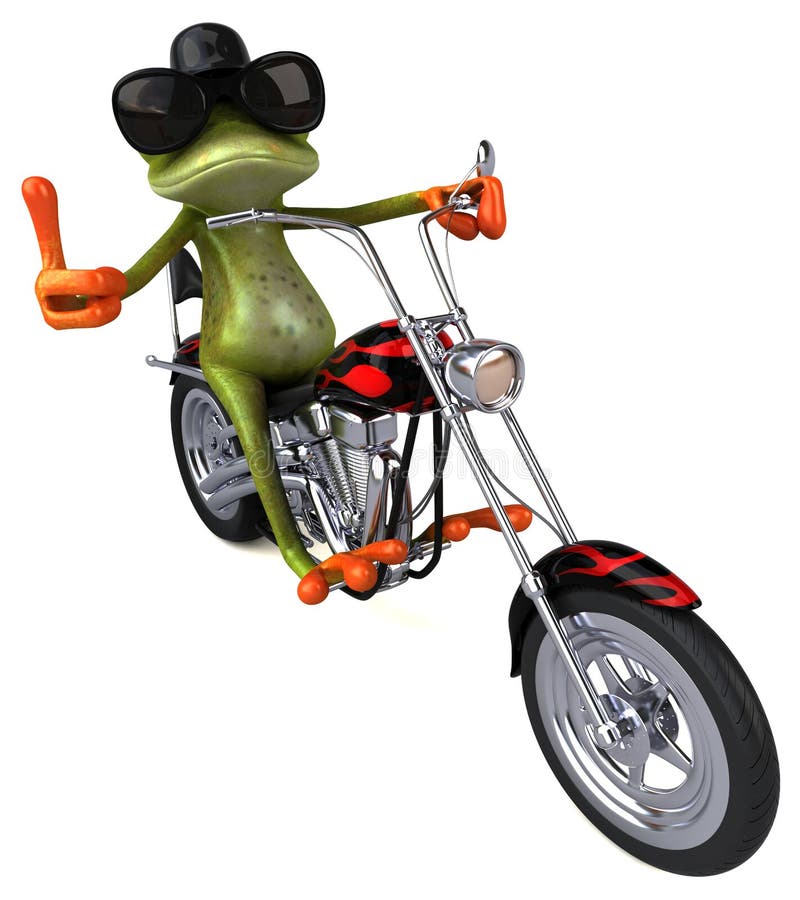 Fun Frog on a Motorcycle - 3D Illustration Stock Illustration ...