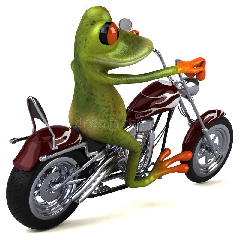 Fun Frog on a Motorcycle - 3D Illustration Stock Illustration ...