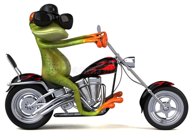 Fun Frog on a Motorcycle - 3D Illustration Stock Illustration ...