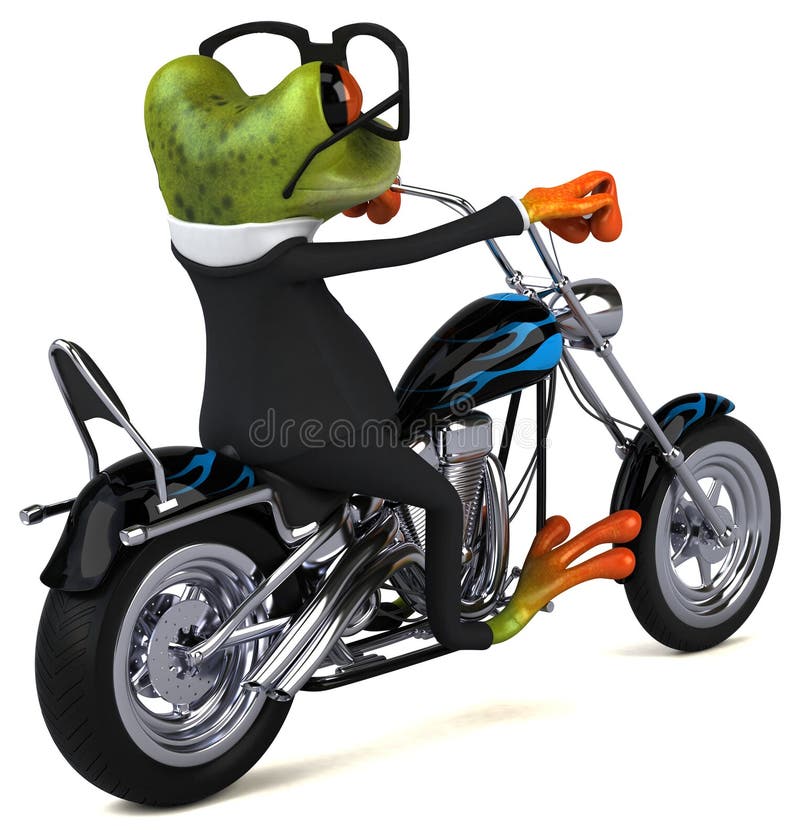 Fun Frog on a Motorcycle - 3D Illustration Stock Illustration ...